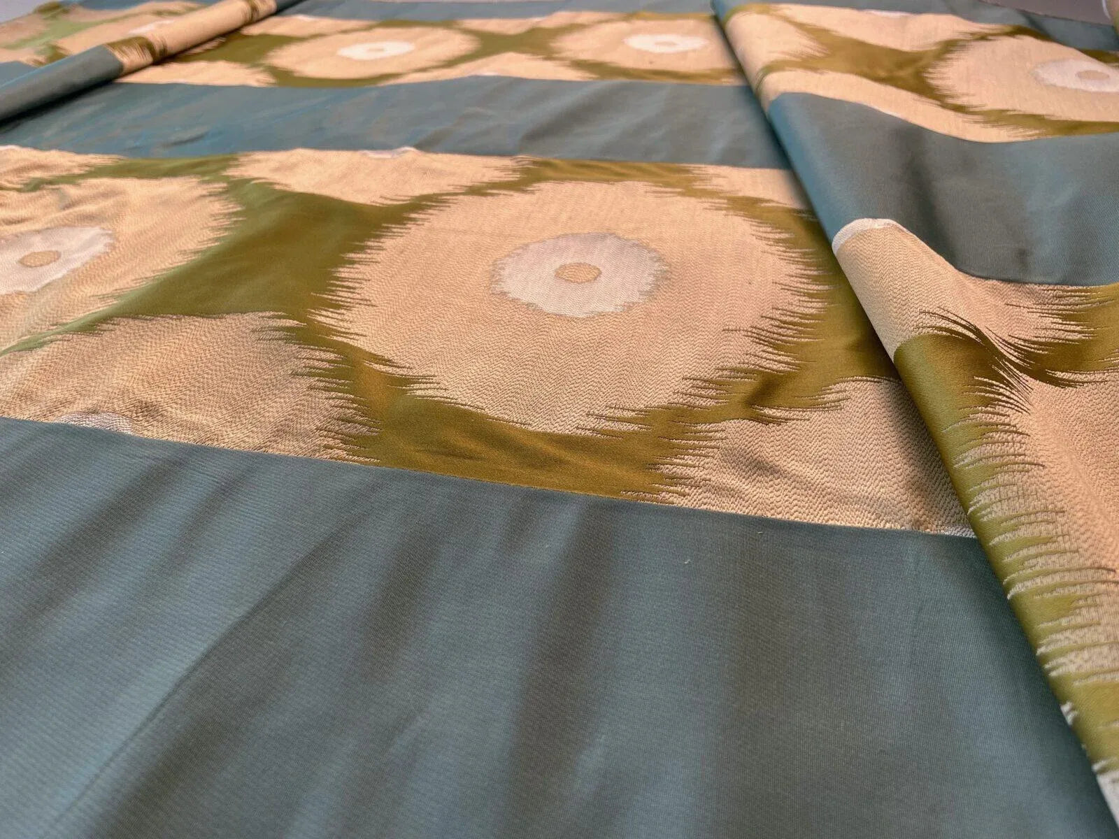 Lee Jofa Threads 100% Silk Resonance In Celery Aqua Blue Ikat Brocade ...