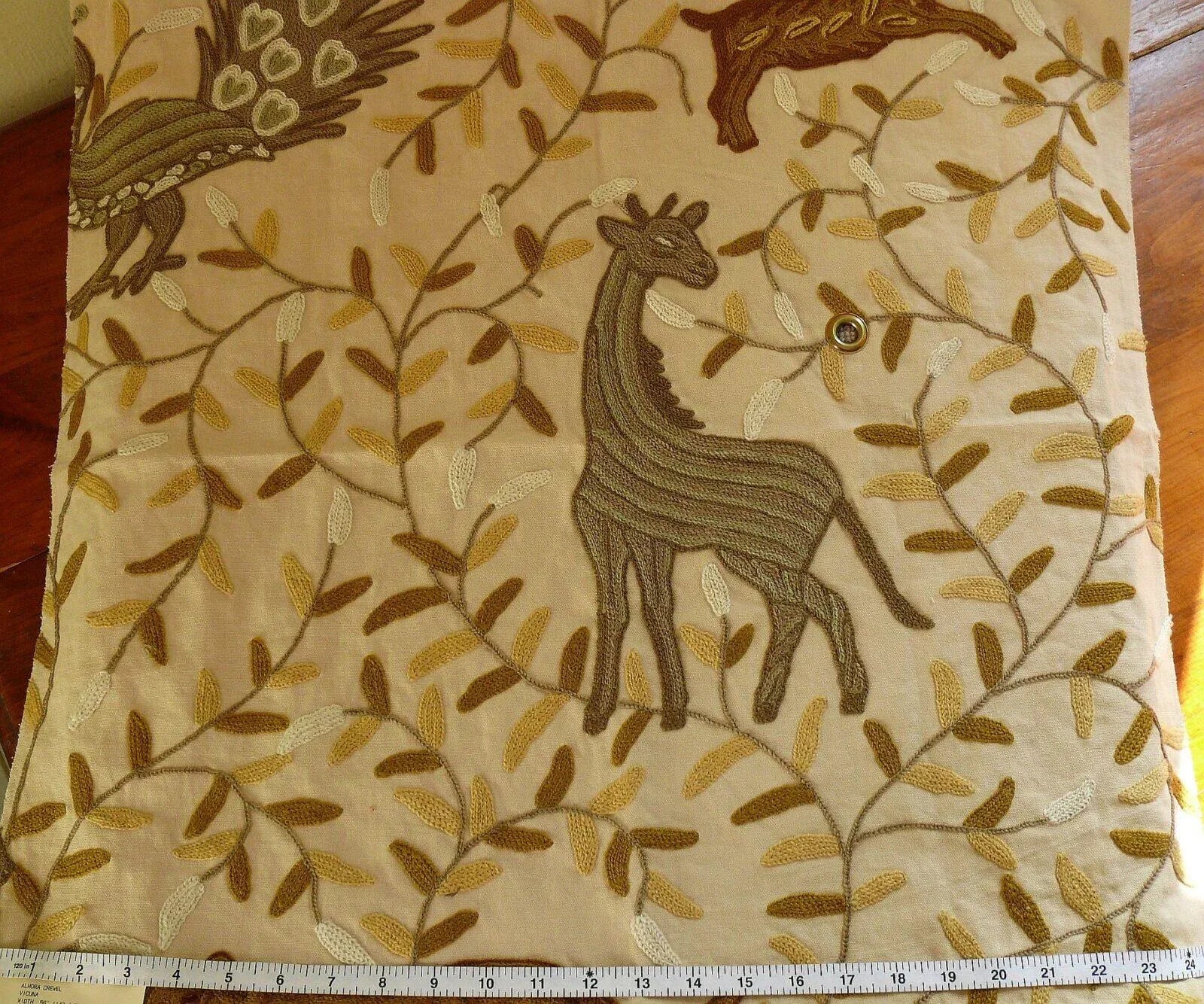 By yard Lee Jofa Hand Crewel Almora Lion Elephant Monkey Safari Gold B – silkresource.com
