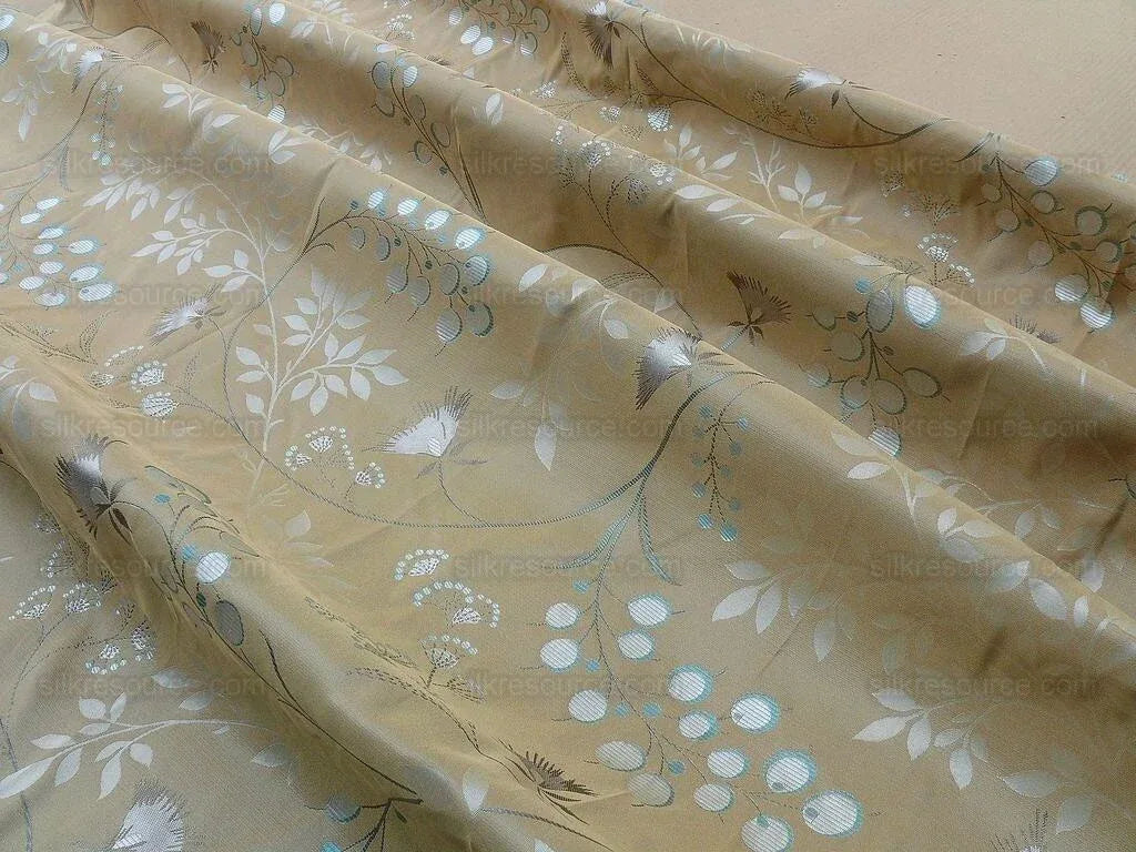 Lee Jofa 100% Silk William Morris Vine Berry Blue Silver Beige Bronze – silkresource.com