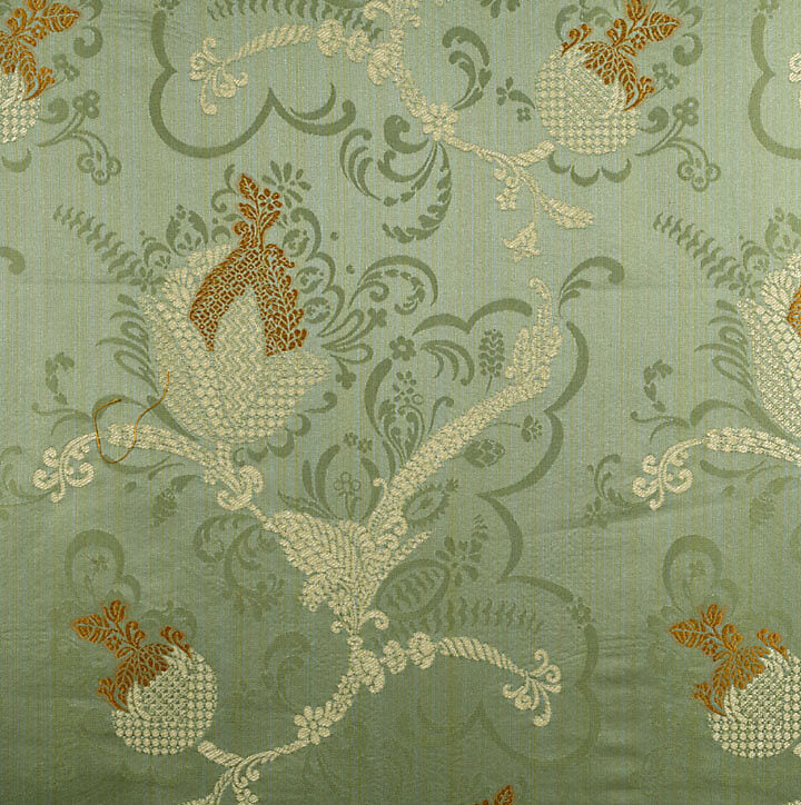 Special Order Scalamandre Colony Fabric Vivaldi Gold and Linen on Jade ...