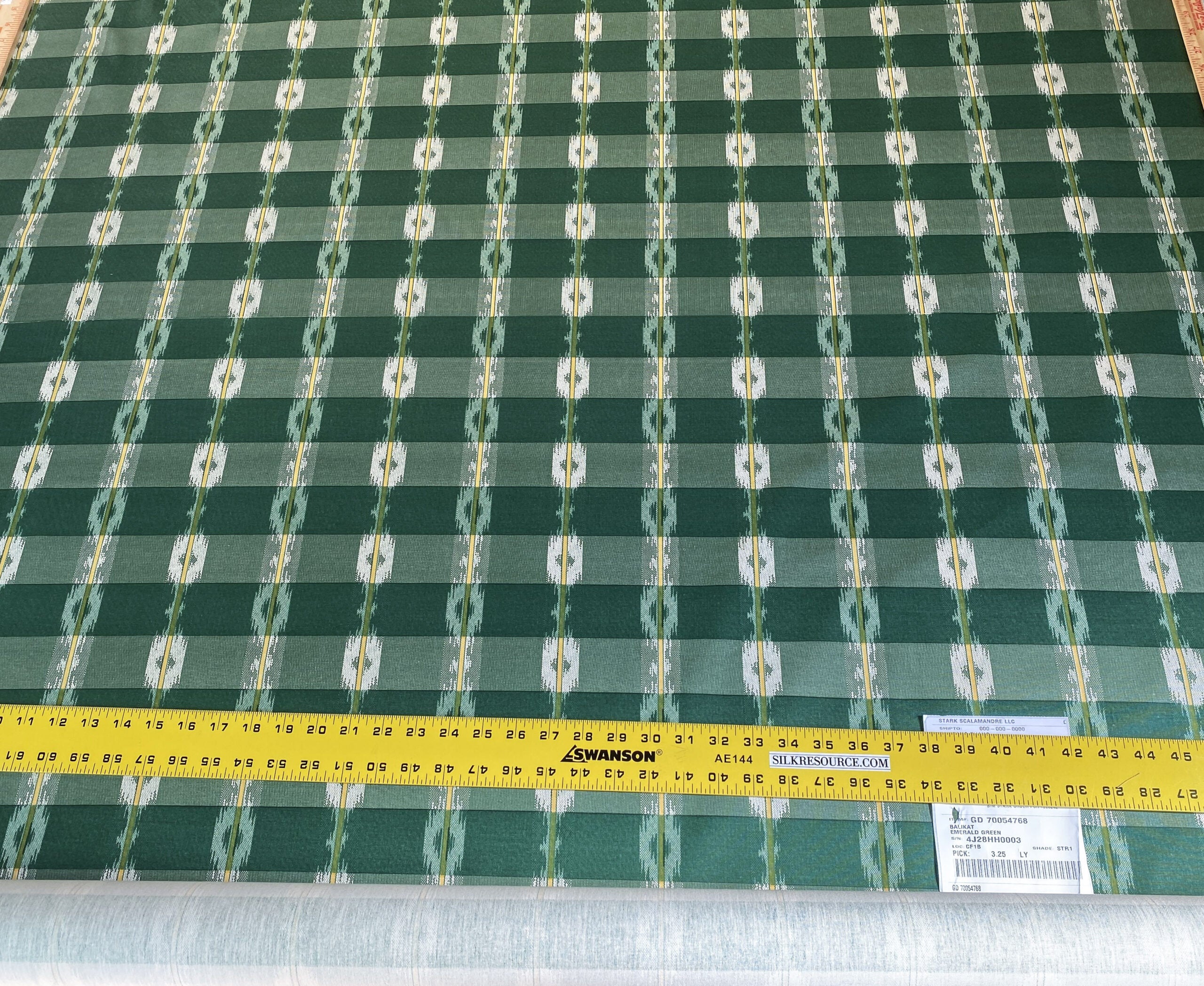 Old World Weavers Scalamandre Balikat Emerald Green White Plaid Print ...
