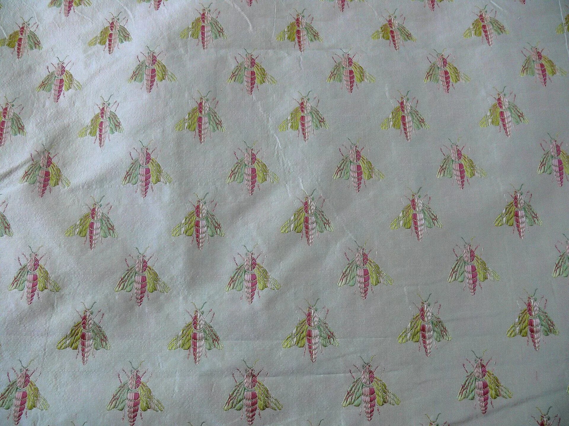 Scalamandre Napoleon Bees Silk - Red Pink Green Gold On Cream – Silk ...