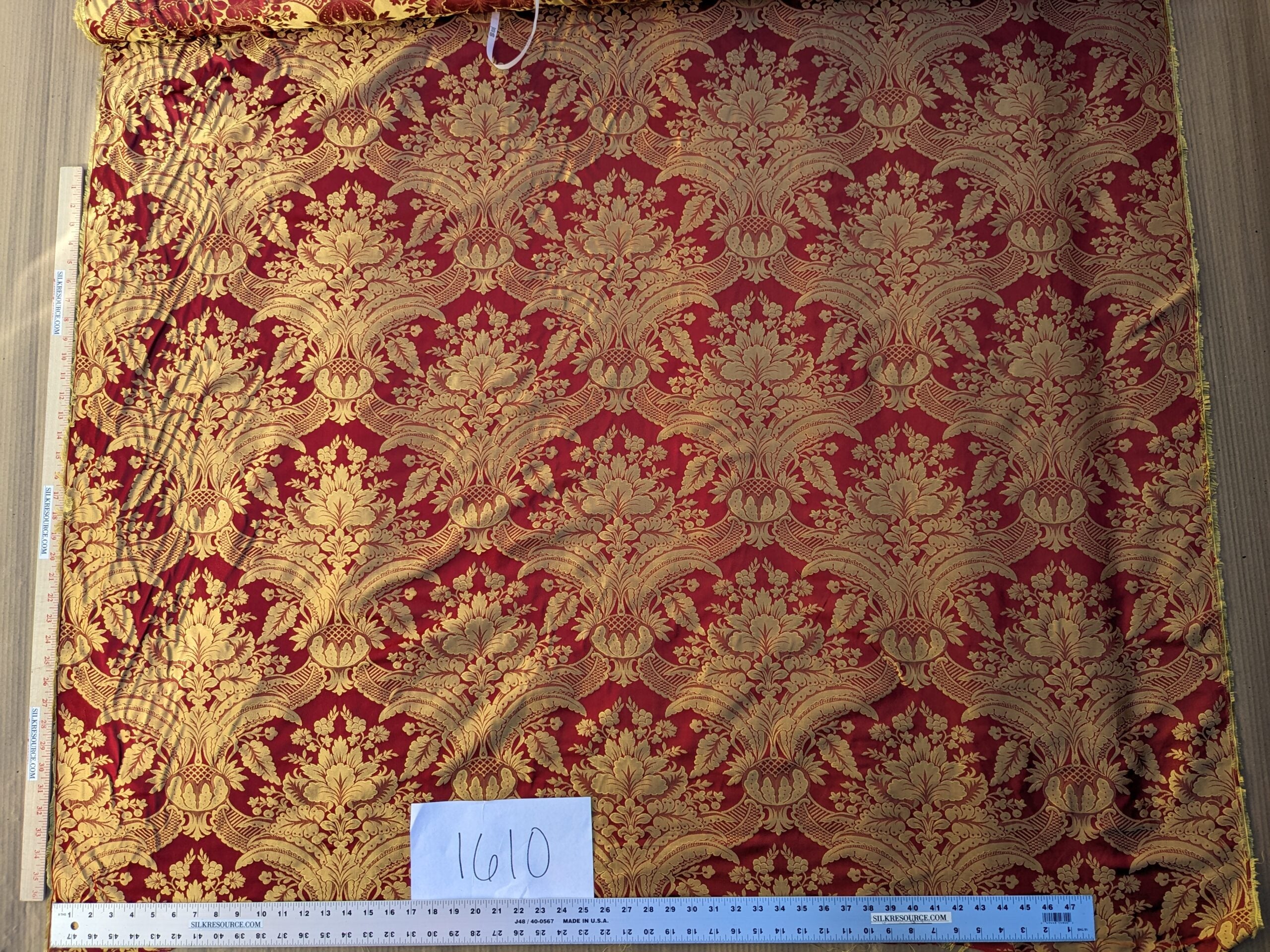 Renaissance Artichoke Damask Silk - Ruby Red Gold – Silk Resource