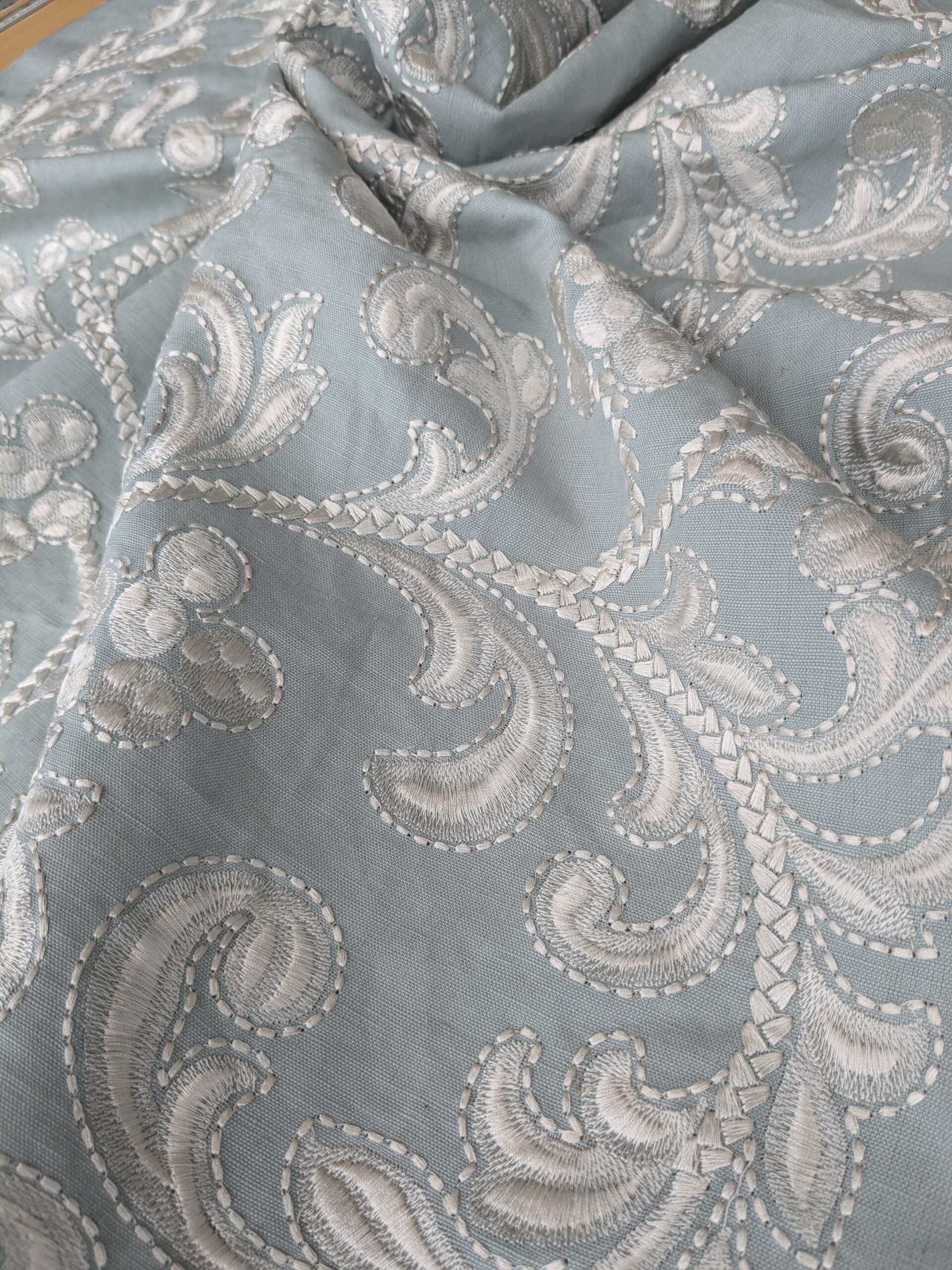 by yard Scalamandre Chiara Embroidery Floral white on Gray MSRP USD 57 ...