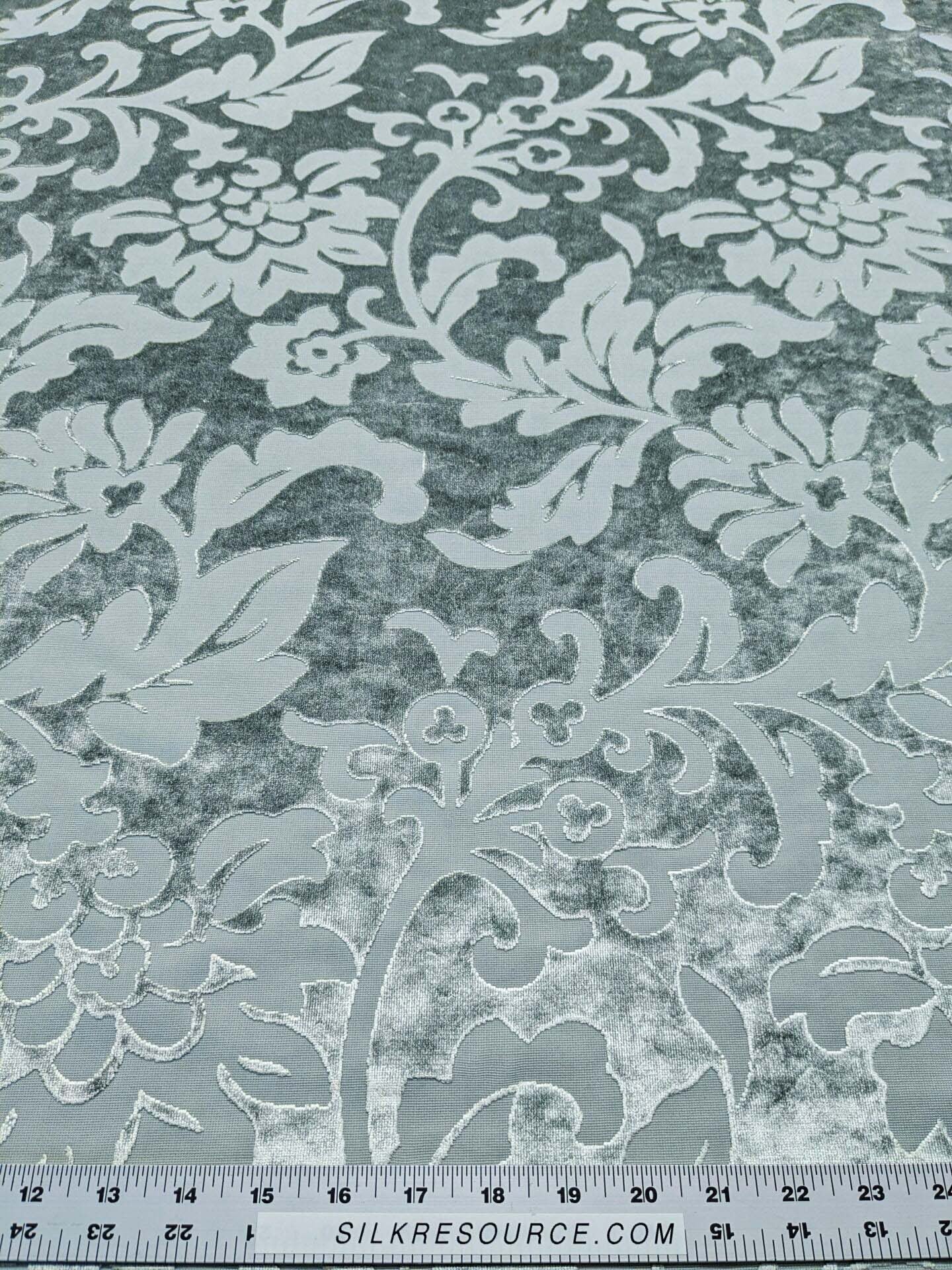 Designer Vienna Evening Icy Aqua Blue Green Cut Velvet – Silk Resource