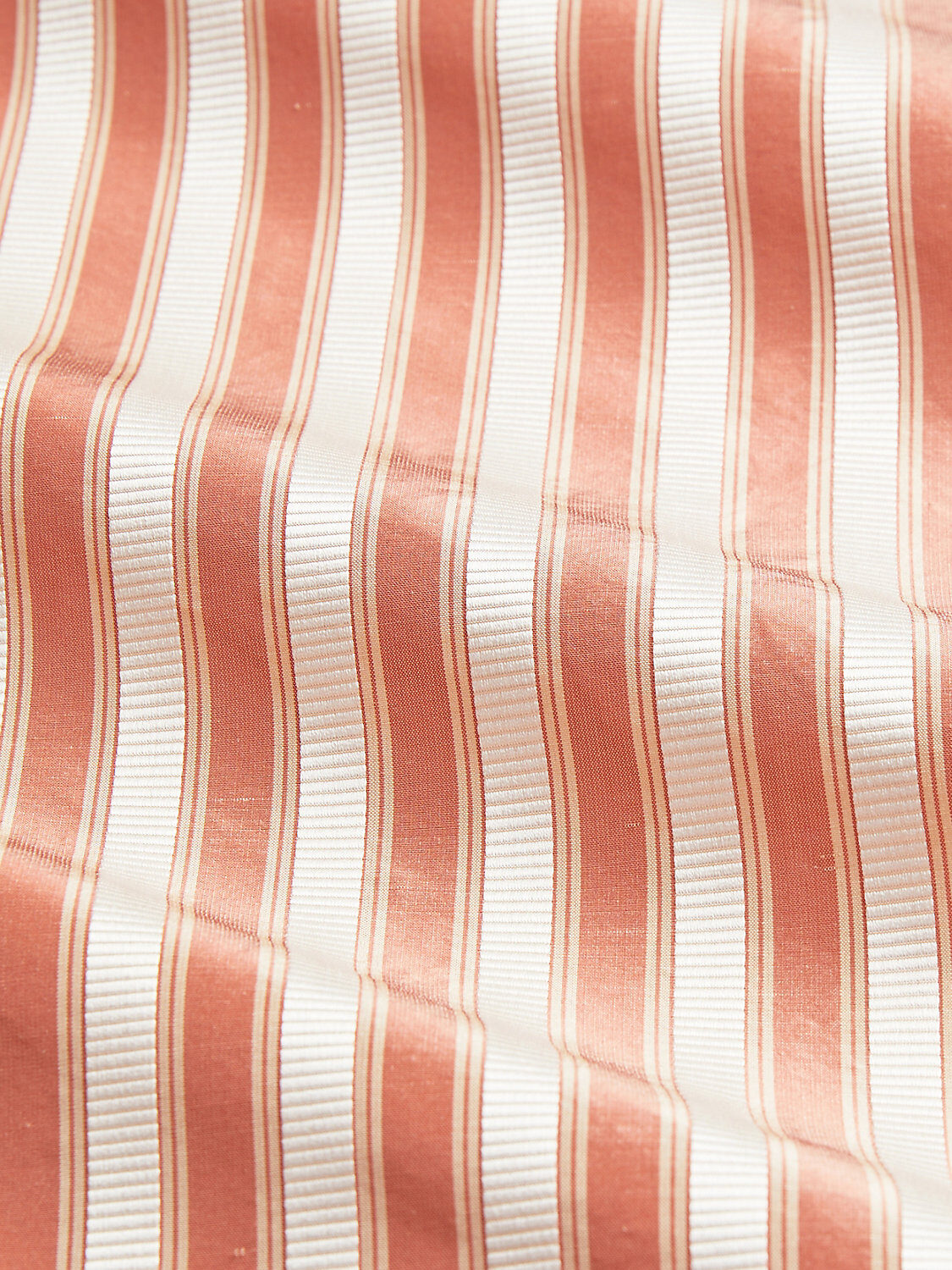 Scalamandre Shirred Stripe Silk - Soft Coral Orange White – Silk Resource