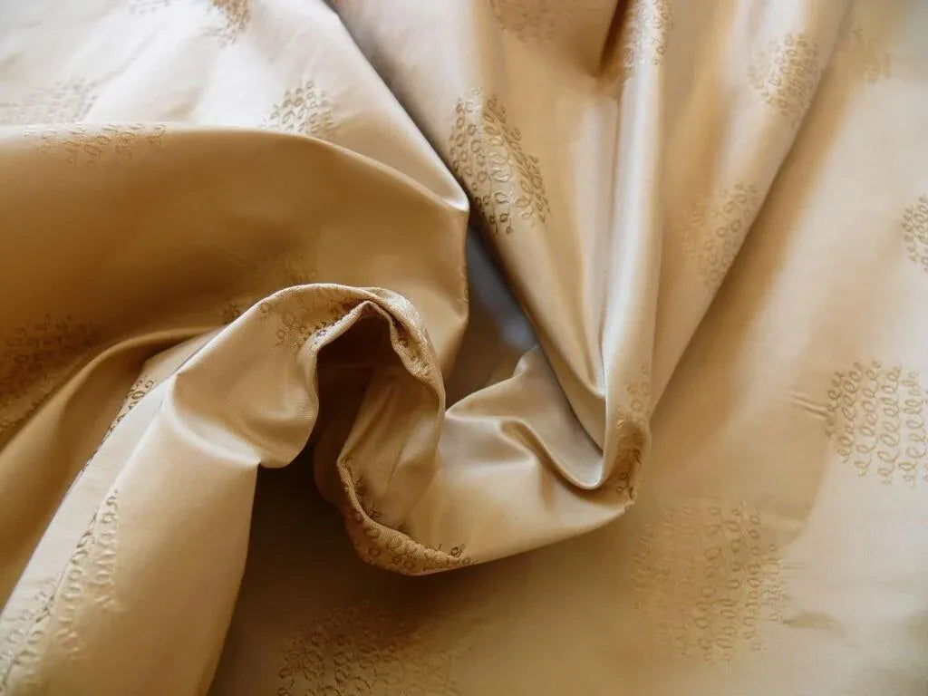 Damask Loop Doodle Silk Taffeta - Biscotti Beige – Silk Resource