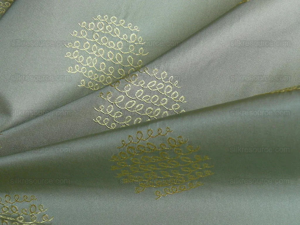Damask Loop Doodle Silk - Mint Blue Green Gold – Silk Resource